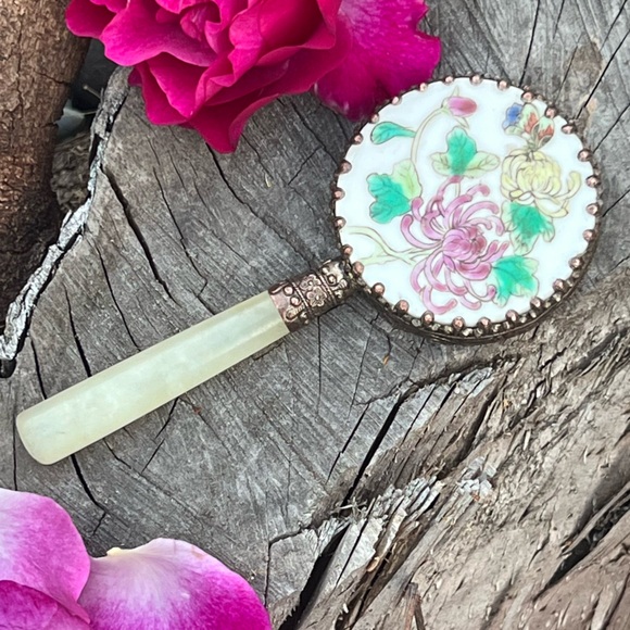 Accents | Vintage Cloisonne Brass Hand Vanity Mirror | Poshmark